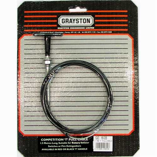 GE61B Black T Handle Pull Cable 3m – Racer Products